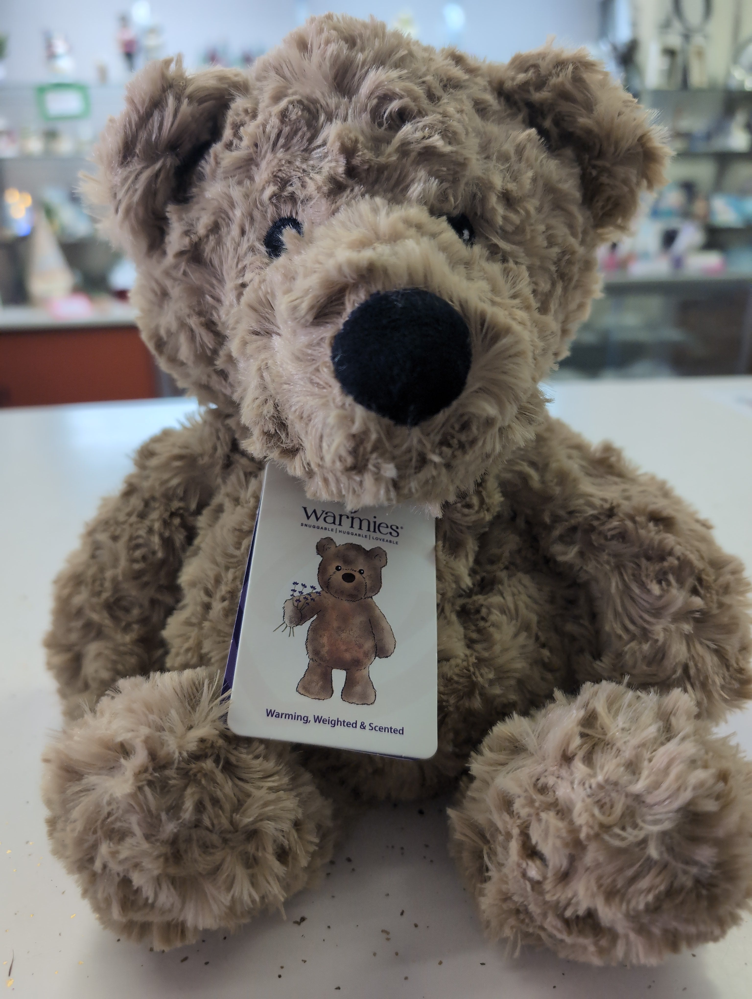 Warmies® Brown Curly Bear – Microwavable Plush – Britt’s Fountain & Gifts